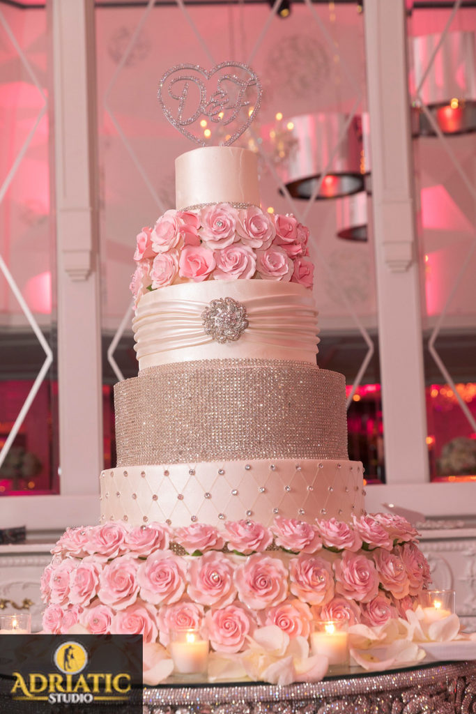 Bling Roses Wedding Cake - Palermo Custom Cakes
