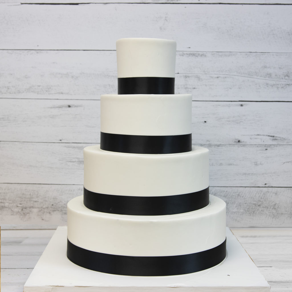 Simple Ribbons White/Ivory Wedding Cake - Palermo Custom Cakes