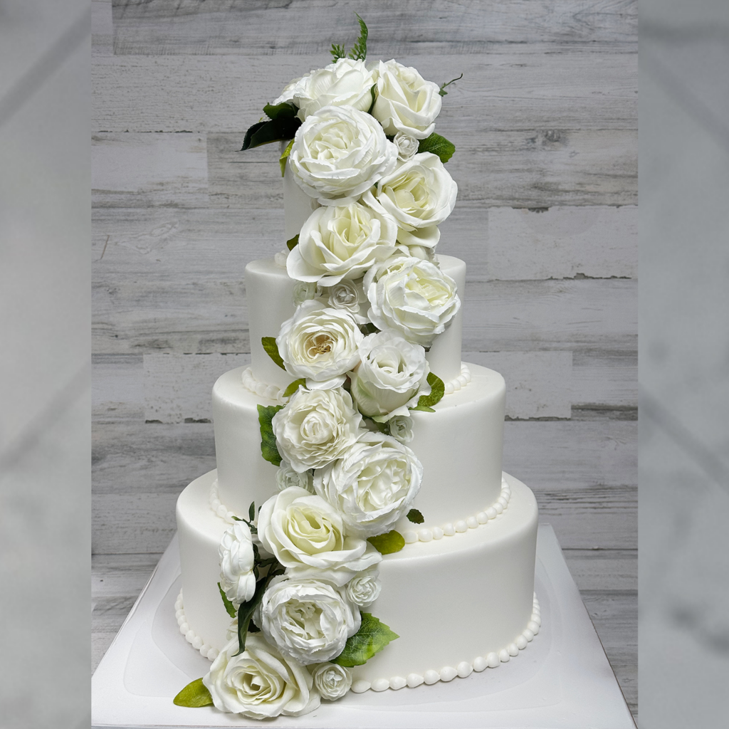 Draping Florals Wedding Cake - Palermo Custom Cakes