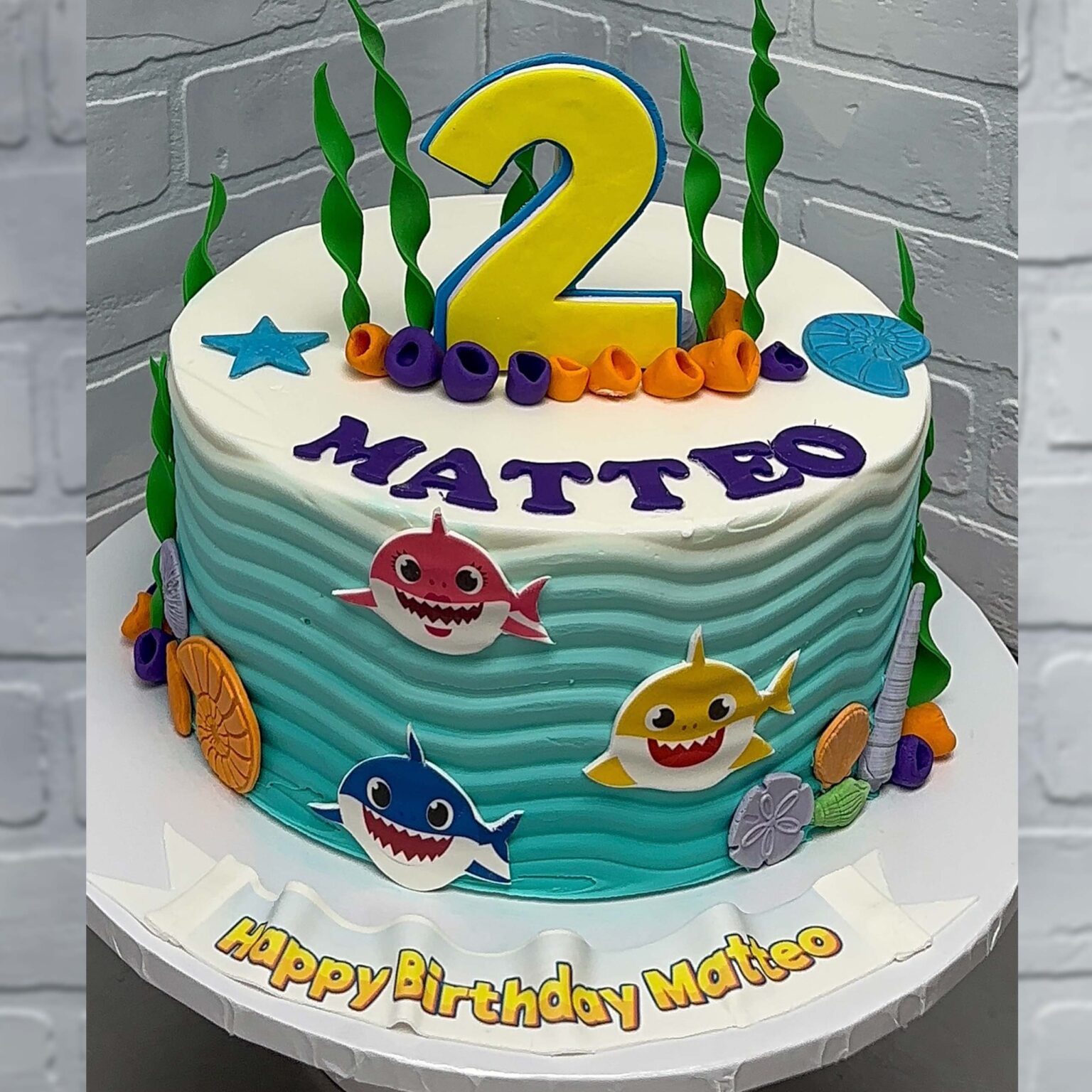 Baby Sharks Birthday Cake - Palermo Custom Cakes
